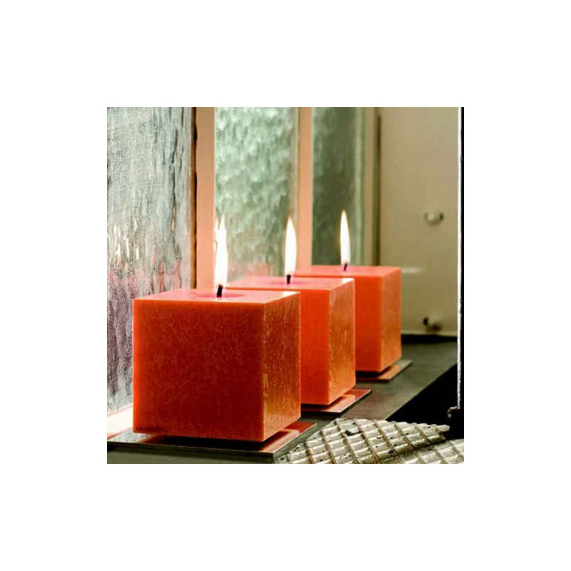 Set Cadou Lumanare Decorativa Suport Otel Inox Amabiente Kubus Alb